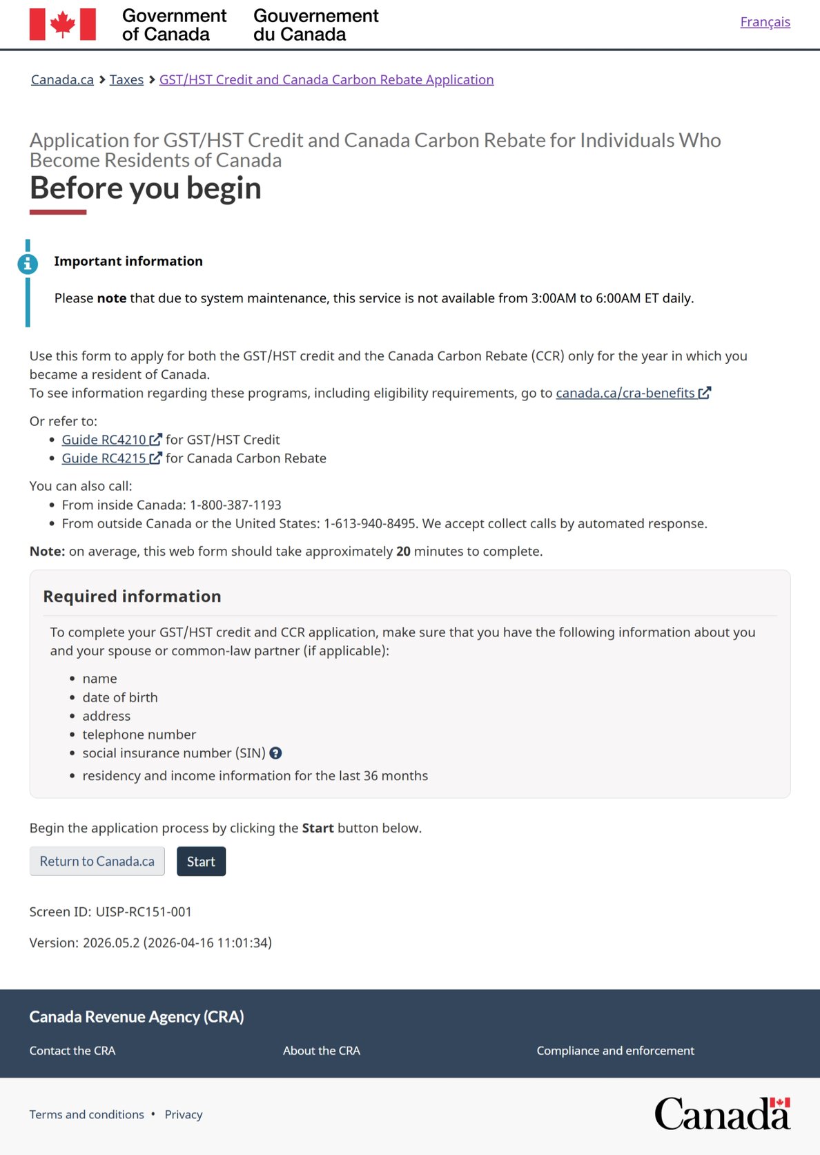 How to Fill Out Form RC151 Online: GST/HST Credit and Canada Carbon ...