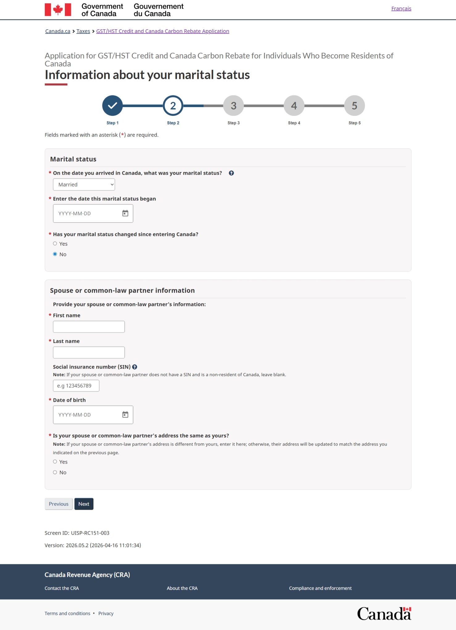 How to Fill Out Form RC151 Online: GST/HST Credit and Canada Carbon ...