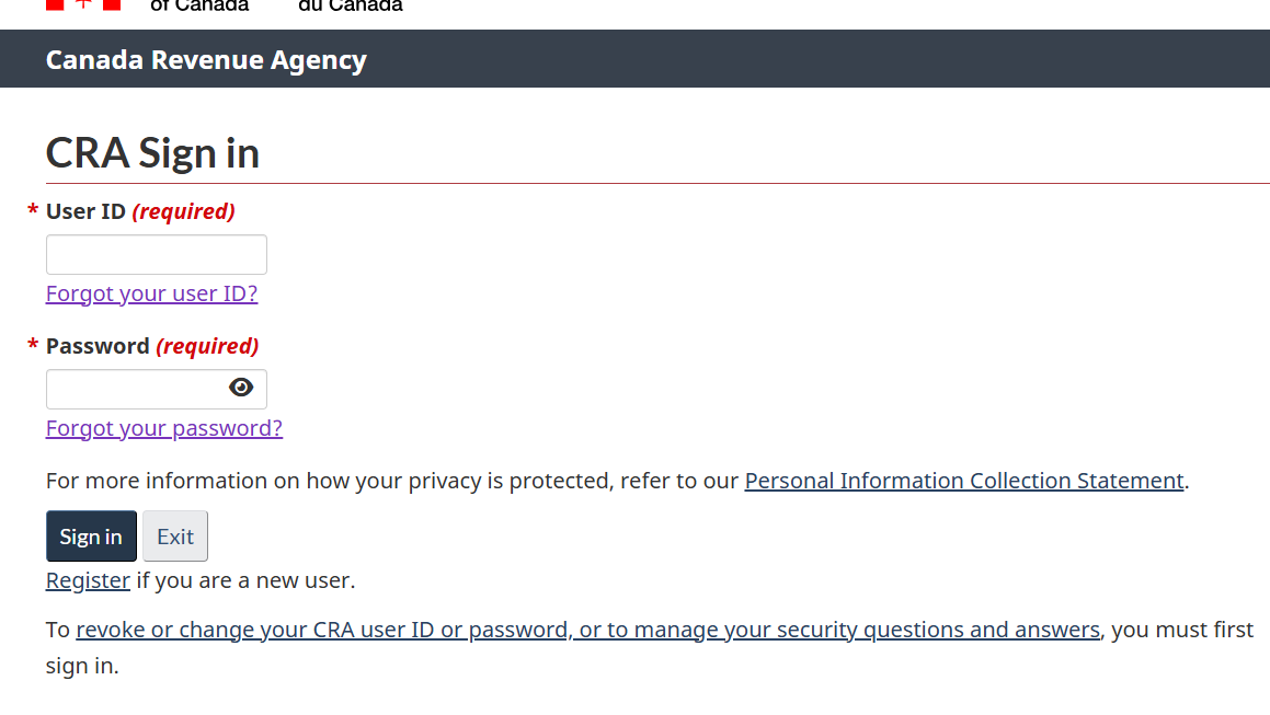 How to Reset Access to Your CRA My Account