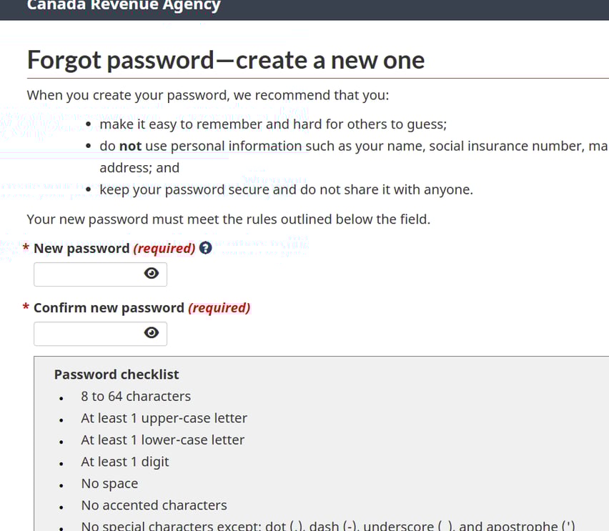 How to Reset Access to Your CRA My Account