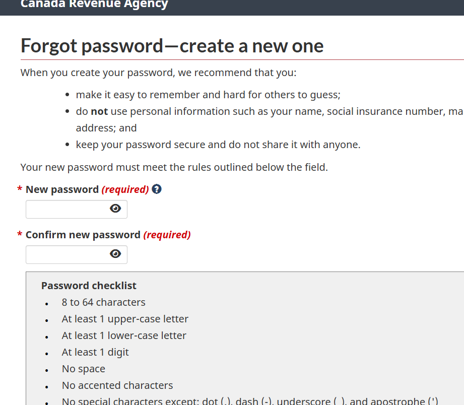 How to Reset Access to Your CRA My Account